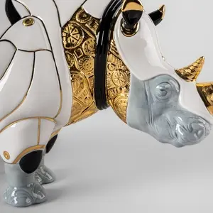 LLADRO Rhinoceros Cyborg Sculpture