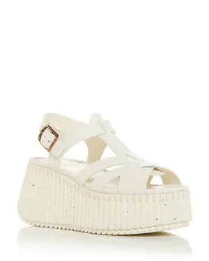 Chloé Nama Wedge Sandals - Eggshell