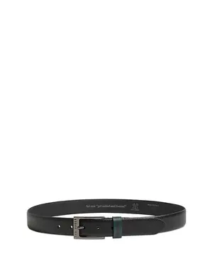 Ted Baker London Kendon Stripe Leather Belt - Black