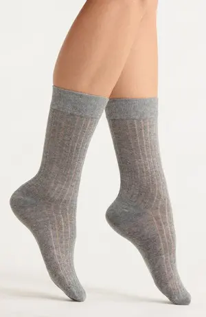 CASA CLARA Daniella Waffle Crew Socks - Gray