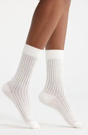 CASA CLARA Daniella Waffle Crew Socks - White