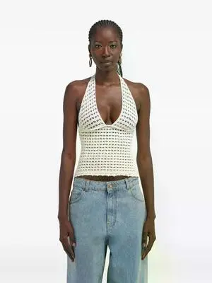 Roberto Cavalli Halterneck Crochet-knit Top