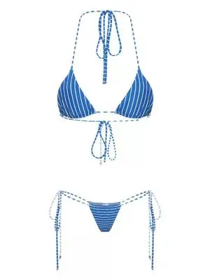 AMIR SLAMA Striped Two-piece Bikini - Blue