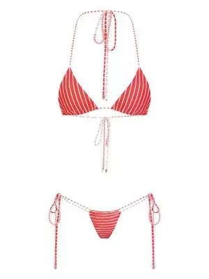 AMIR SLAMA Striped Triangle Bikini - Red