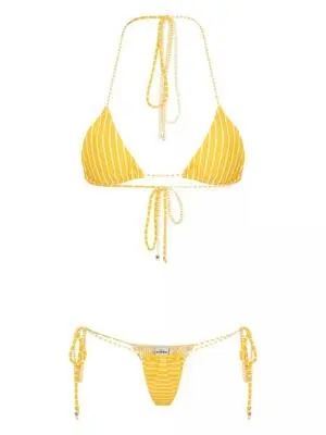AMIR SLAMA Striped Triangle Bikini - Yellow