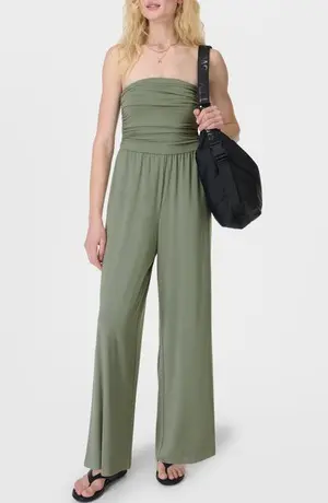 Sweaty Betty Strapless Wide Leg Jumpsuit - Willow Green