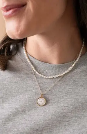 ALEX AND ANI Freshwater Pendant Necklace
