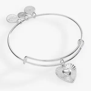 ALEX AND ANI Heart Burst Charm Bangle Bracelet - Silver