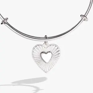 ALEX AND ANI Heart Burst Charm Bangle Bracelet - Silver
