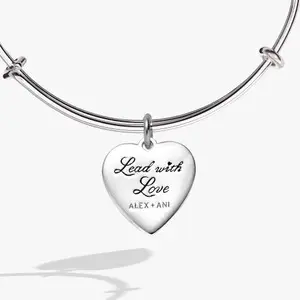ALEX AND ANI Heart Burst Charm Bangle Bracelet - Silver