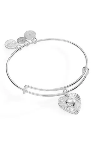 ALEX AND ANI Heart Burst Charm Bangle Bracelet - Silver
