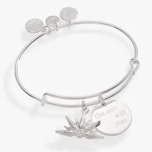ALEX AND ANI The Sun Will Rise Duo Charm Bangle Bracelet - Silver