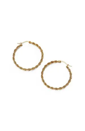 ALEX AND ANI French Rope Chain Hoop Earrings - Gold