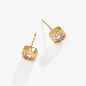 ALEX AND ANI Crystal Clover Mini Stud Earrings - Gold