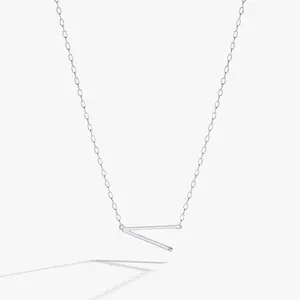 ALEX AND ANI Silver Elongated Initial Pendant Necklace - Silver - V