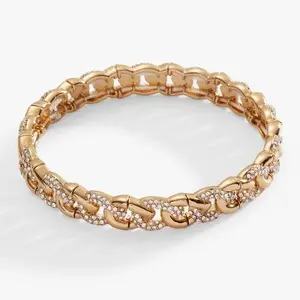 ALEX AND ANI Pave Curb Chain Stretch Bracelet - Gold