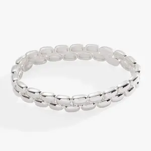 ALEX AND ANI Pave Curb Chain Stretch Bracelet - Silver