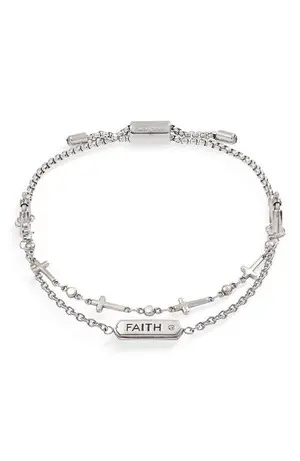 ALEX AND ANI Faith Stranded Bracelet Set - Silver