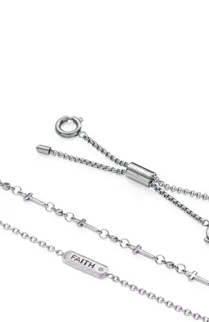 ALEX AND ANI Faith Stranded Bracelet Set - Silver