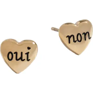 ALEX AND ANI Oui Non Heart Stud Earrings - Gold