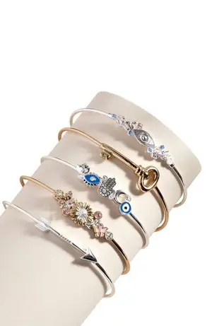 ALEX AND ANI Evil Eye Bangle Bracelet - Silver