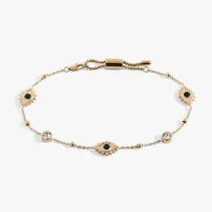 ALEX AND ANI Evil Eye Crystal Anklet - Gold