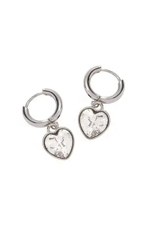 ALEX AND ANI Heart Huggie Hoop Earrings - Silver