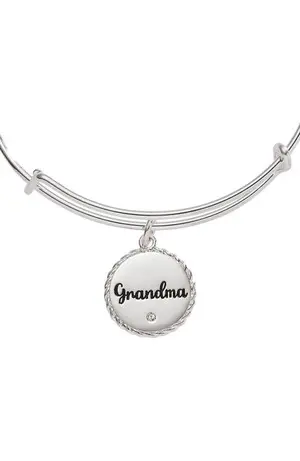 ALEX AND ANI Grandma Charm Bangle Bracelet - Silver