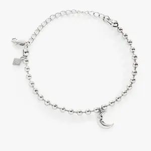 ALEX AND ANI Moon Charm Ball Chain Bracelet - Silver
