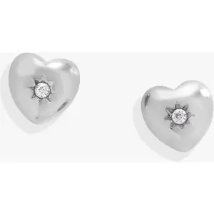 ALEX AND ANI Puffy Heart Mini Stud Earrings - Silver