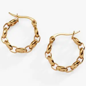 ALEX AND ANI Frozen Mariner Chain Hoop Earrings - Gold