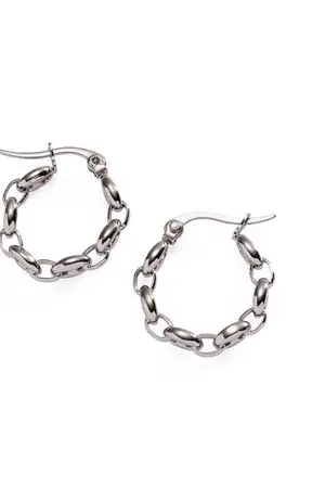 ALEX AND ANI Frozen Mariner Chain Hoop Earrings - Silver