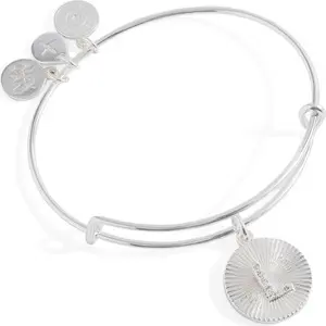 ALEX AND ANI Alex And Ani Pavé Starburst Texture Initial Bangle Bracelet Silver - L