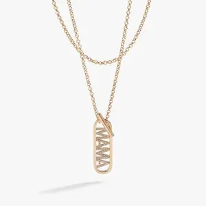 ALEX AND ANI Mama Pave Toggle Necklace - Gold