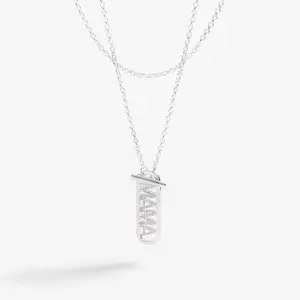 ALEX AND ANI Mama Pave Toggle Necklace - Silver