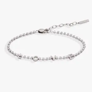 ALEX AND ANI Love Tennis Bracelet - Silver