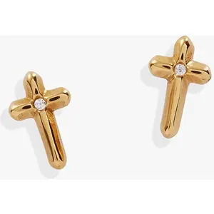 ALEX AND ANI Crystal Cross Stud Earrings - Gold