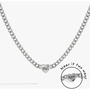 ALEX AND ANI Oui Non Heart Inline Necklace - Silver