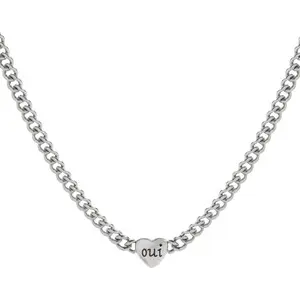 ALEX AND ANI Oui Non Heart Inline Necklace - Silver