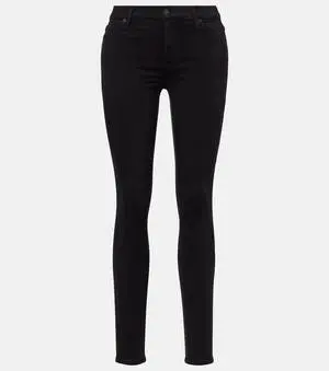7 For All Mankind Mid-rise Skinny Jeans In Intro Wash - Black