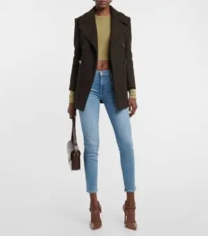 7 For All Mankind Mid-rise Skinny Jeans In Intro Wash - Blue