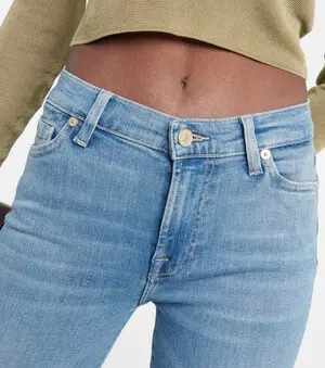 7 For All Mankind Mid-rise Skinny Jeans In Intro Wash - Blue