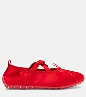 Simone Rocha Embellished Satin Ballet Flats - Red