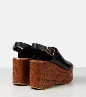 Chloé Maxime Leather Wedges - Black