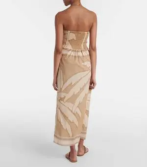 Johanna Ortiz Palms Pontoon Cotton Poplin Midi Dress - Beige