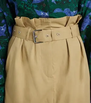 Dries Van Noten Belted Pleated Cotton Midi Skirt