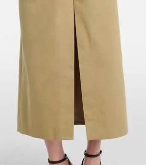 Dries Van Noten Belted Pleated Cotton Midi Skirt