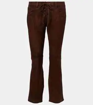 Isabel Marant Étoile Vanel Low-rise Suede Lace-up Pants - Brown