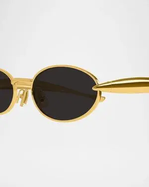 Bottega Veneta Sardine Oval Metal Sunglasses - Gold