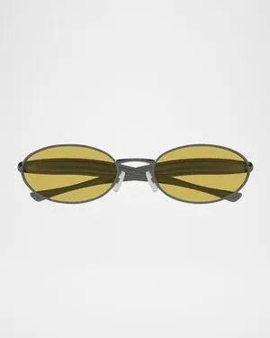 Bottega Veneta Sardine Oval Metal Sunglasses Ruthenium